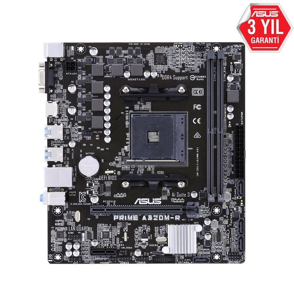 ASUS PRIME A320M-R-SI AMD A320 Soket AM4 DDR4 2933Hz (OC) VGA HDMI Anakart